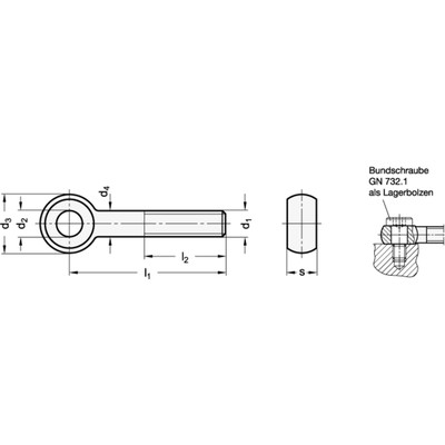 Ganter Norm® - 444-M5-75-NI Augenschrauben, Edelstahl | Toolineo