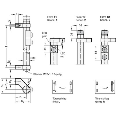 Ganter Norm® - 332-200-SW-T2-2-L Rohrgriffe, mit elektrischer ...