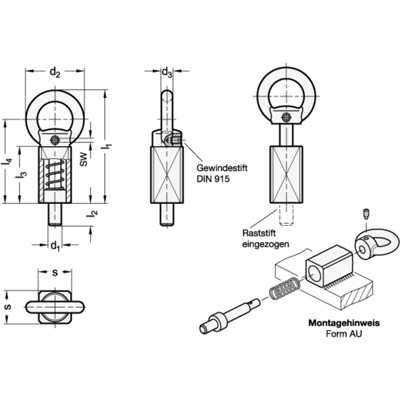Ganter Norm® - 722.4-14-20-AU-ST Rastbolzen zum Anschweißen | Toolineo