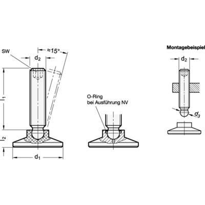 Ganter Norm® - 638-40-M12-94-NI Gelenkstücke, Kunststoff, Edelstahl ...