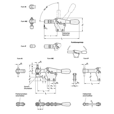 Ganter Norm® - 820.1-75-NC Schnellspanner, Spannhebel horizontal, mit ...