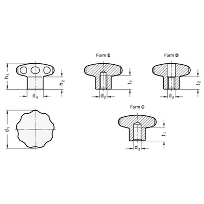 Ganter Norm® - 5335.4-40-M8-D Edelstahl-Sterngriffe, Werkstoff Nr. 1. ...
