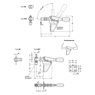 Ganter Norm® - 820.2-75-MFC-NI Edelstahl-Schnellspanner, Spannhebel ...
