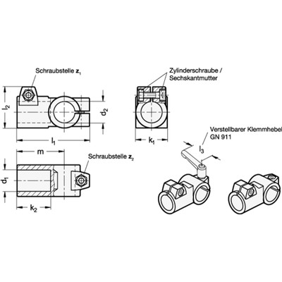 Ganter Norm® - 192-B35-B35-56-2-BL Winkel-Klemmverbinder, Aluminium ...