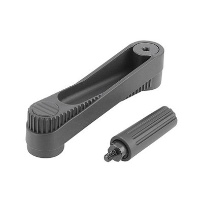 KIPP - HANDKURBEL MIT QUERBOHRUNG, PASSBOHRUNG MIT NUT D2=10, A=80, H=85,8, FORM:D MIT DREHBAREM ...