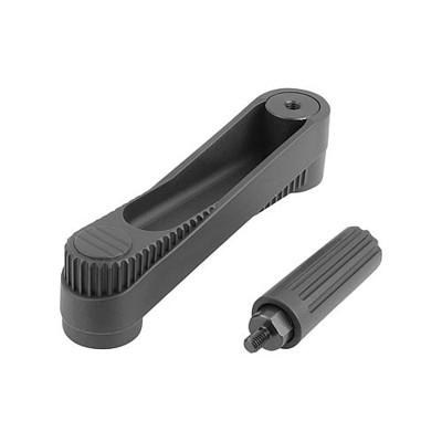 KIPP - HANDKURBEL MIT QUERBOHRUNG, INNENVIERKANT SW=14, A=125, H=139,5, FORM:D MIT DREHBAREM ...