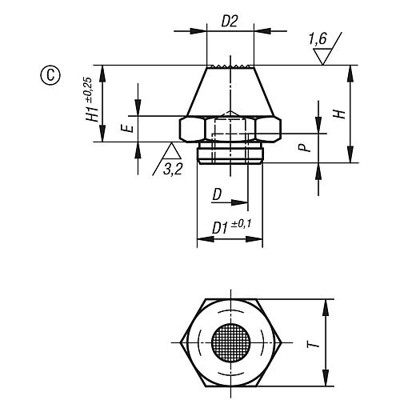 KIPP - AUFLAGEBOLZEN MIT ZAPFEN, FORM:C GERIFFELT, INNENGEWINDE D=M10 ...