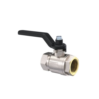 RIEGLER® - Kugelhahn Standardausführung, Handhebel schwarz, I/I, Messing vernickelt, G 3/4 ...