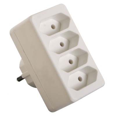 as® Schwabe - Euro-Multistecker 4-fach, weiß E: Schutzkontaktstecker A ...